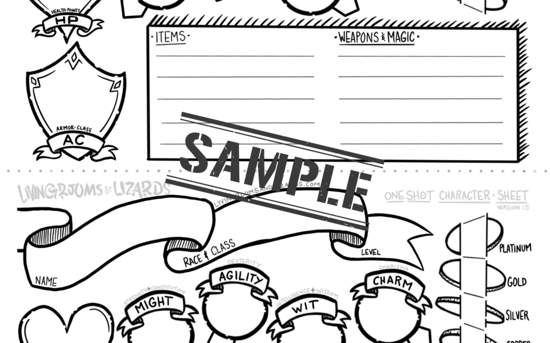 TTRPG Character Sheet for Adventurers - Livingrooms & Lizards